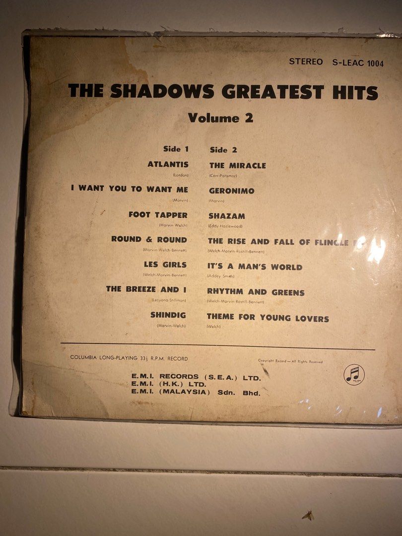 LP Vinyl The Shadows - greatest hits, Hobbies & Toys, Music & Media ...
