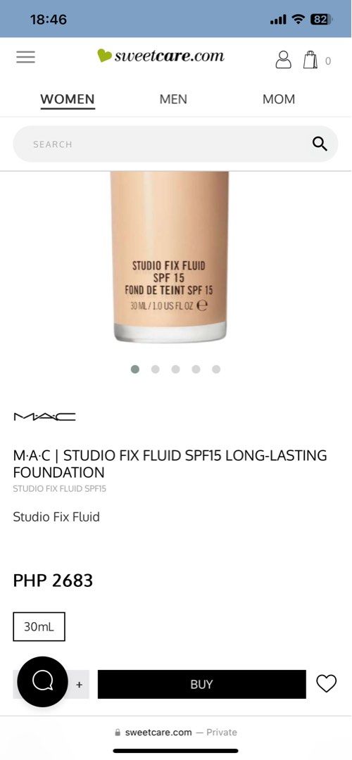 MAC COSMETICS STUDIO FIX FLUID SPF15 LONG-LASTING FOUNDATION SHADE C15, Beauty & Personal Care ...