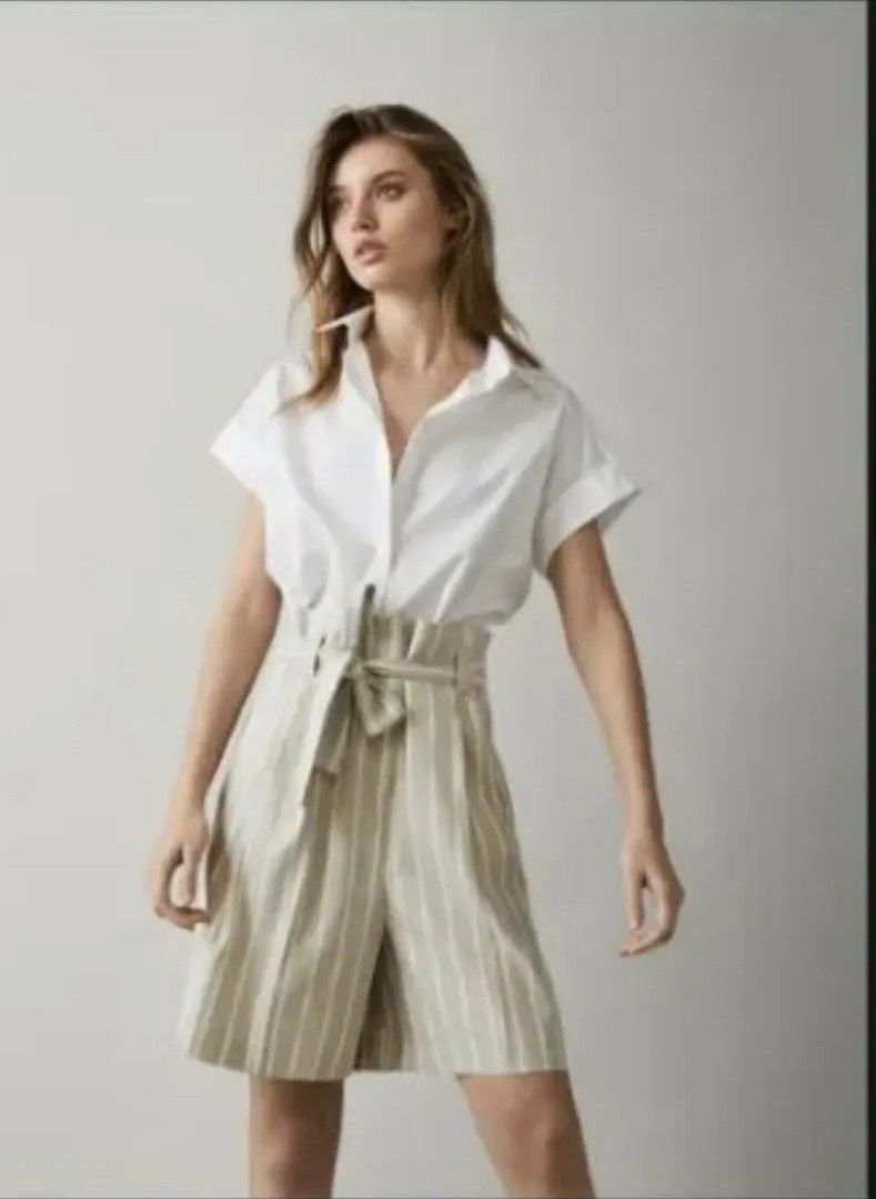 Massimo Dutti Linen Long Shorts Highwaisted - Quiet Luxury Aesthetic ...