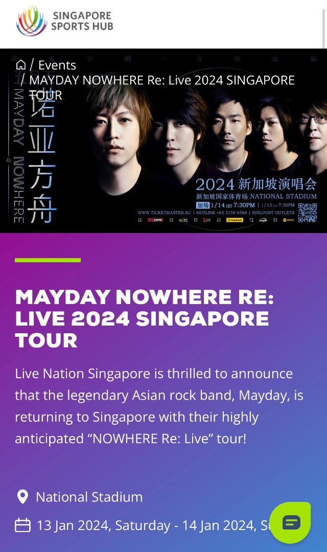 MAYDAY NOWHERE RE: LIVE 2024 SINGAPORE TOUR 13/01/2024, Tickets ...