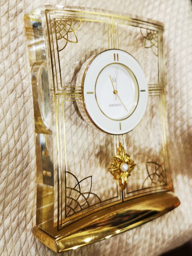 Mikimoto clock with pearl and gold detail, Furniture & Home Living ...