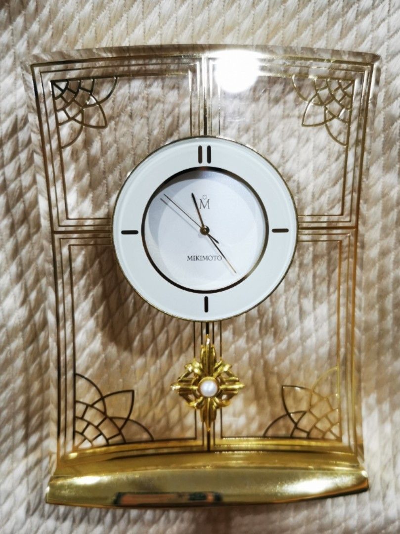 Mikimoto clock with pearl and gold detail, Furniture & Home Living ...