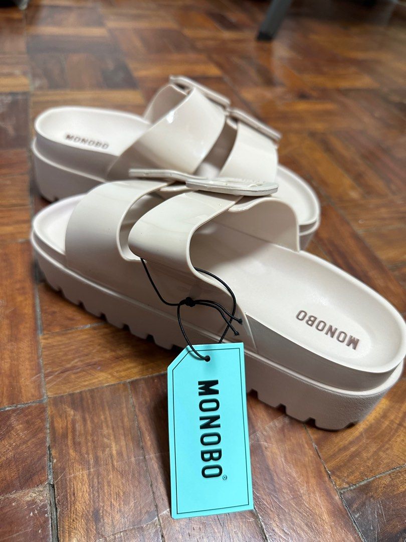 Monobo Nude Platform Sandals, Women's Fashion, Footwear, Flats ...