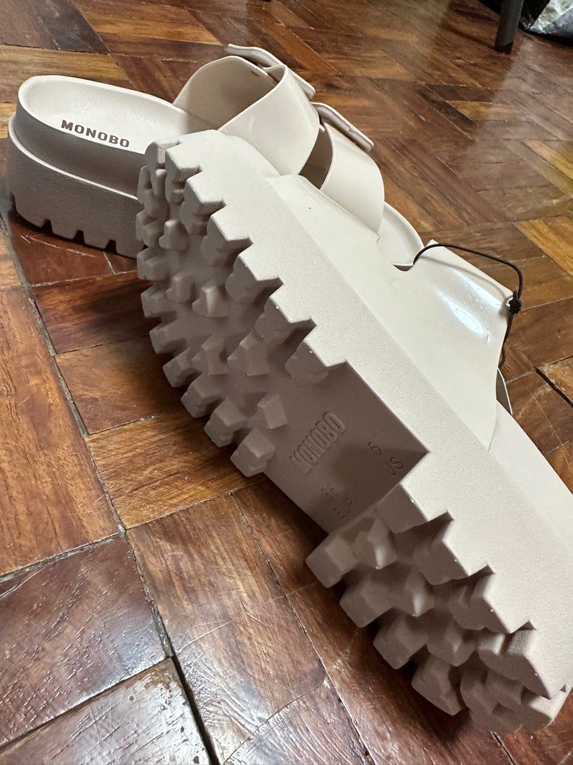 Monobo Nude Platform Sandals, Women's Fashion, Footwear, Flats ...