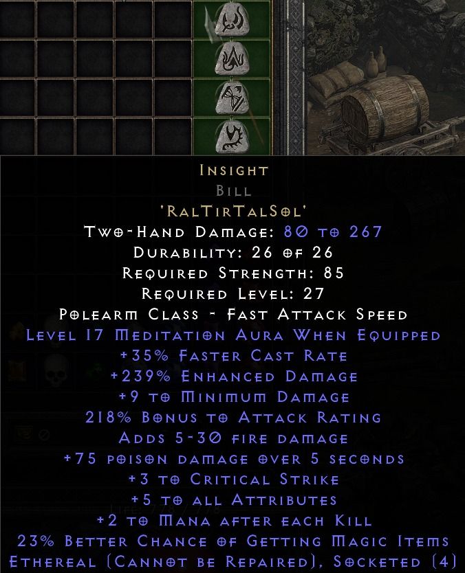 (Non-Ladder) Best Ethereal Bill Lvl17(Max) Insight for level 27 ...