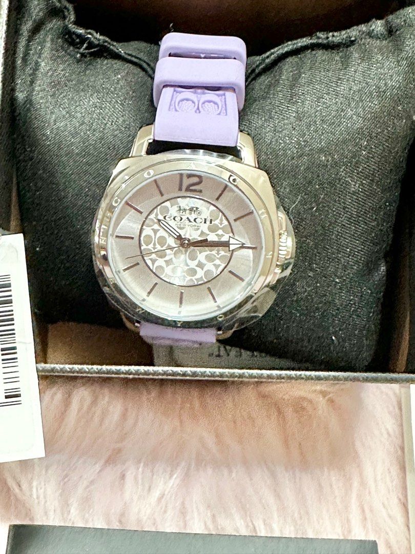 Original Coach Women’s “Boyfriend” Purple Silicon Rubber Strap Watch w ...