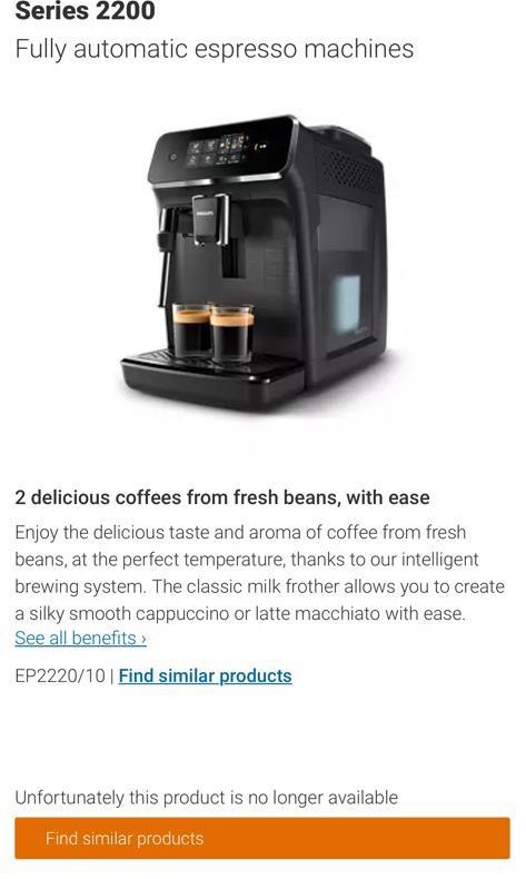 Philips Series 2200 Fully auto espresso coffee machine, TV & Home ...