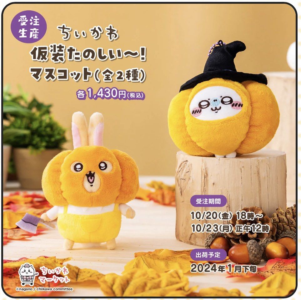 [PO Sharing] Chiikawa Pumpkin plushie Usagi Momonga, Hobbies & Toys ...