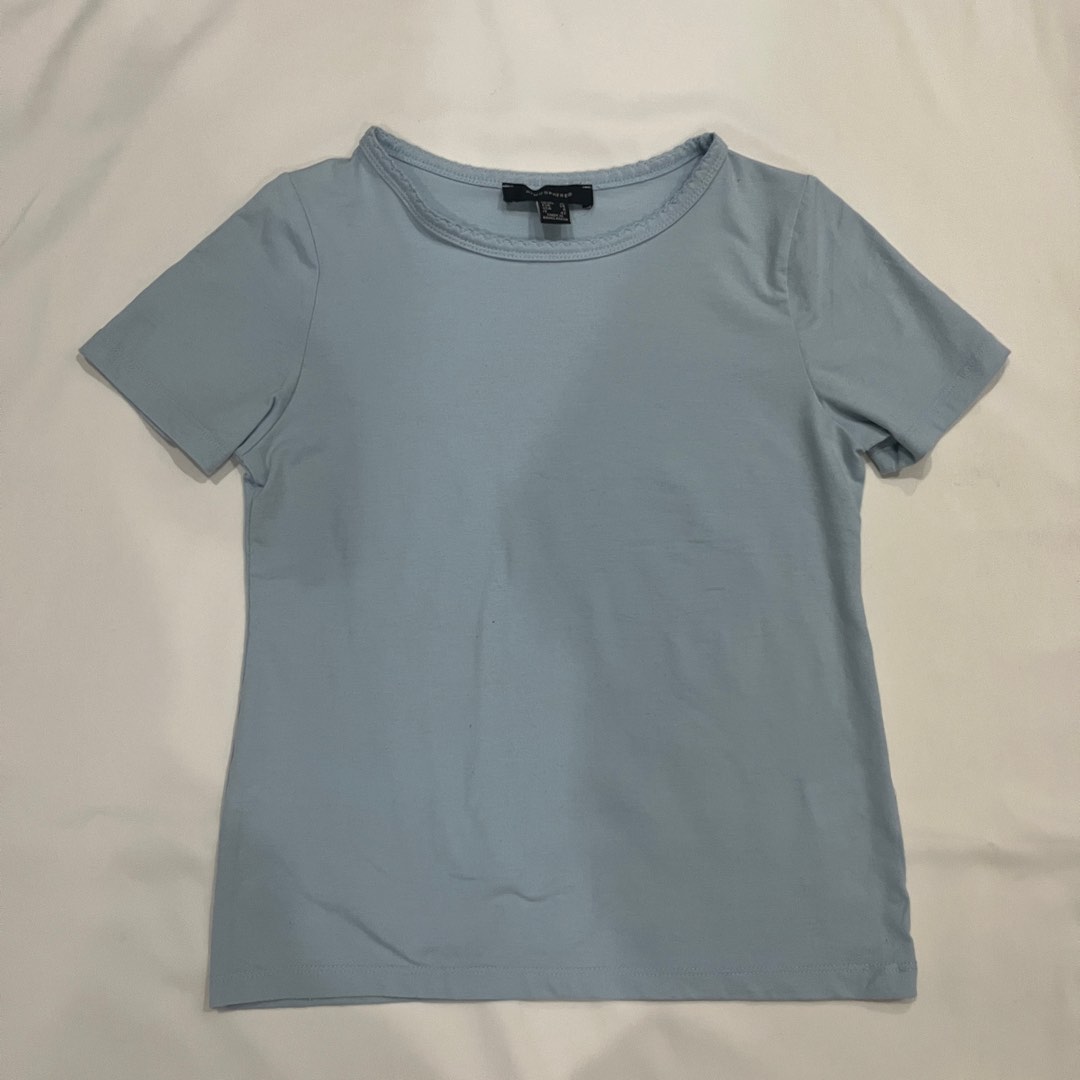 powder baby blue basic tee soft girl, Women's Fashion, Tops, Shirts on Carousell