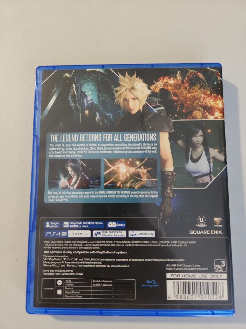 PS4 Final Fantasy VII remake, Video Gaming, Video Games, PlayStation on ...