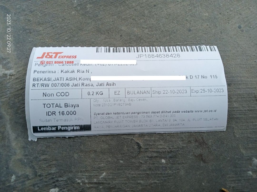 Resi Pengiriman JNT Express Minggu, 22 Oktober 2023, Serba Serbi ...