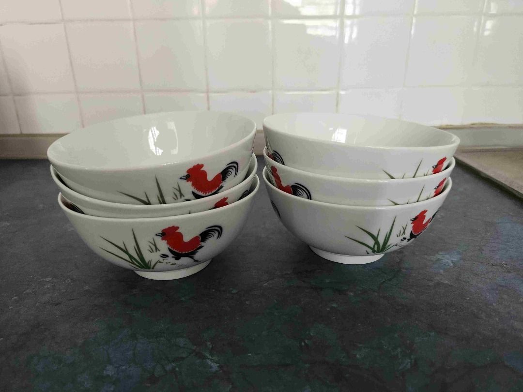 Rooster Design Chinese Bowls x 6, Furniture & Home Living, Kitchenware & Tableware, Dinnerware ...