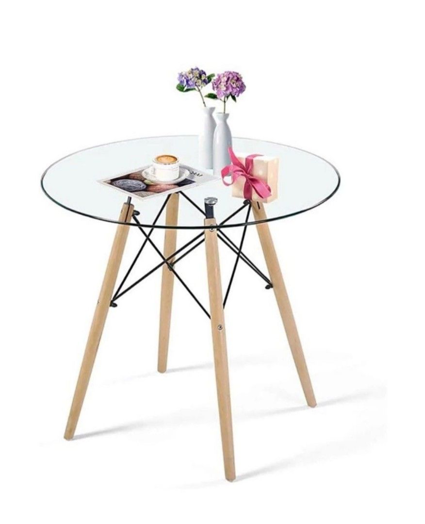 Scandinavian Sunniva Glass Round Table, Furniture & Home Living ...