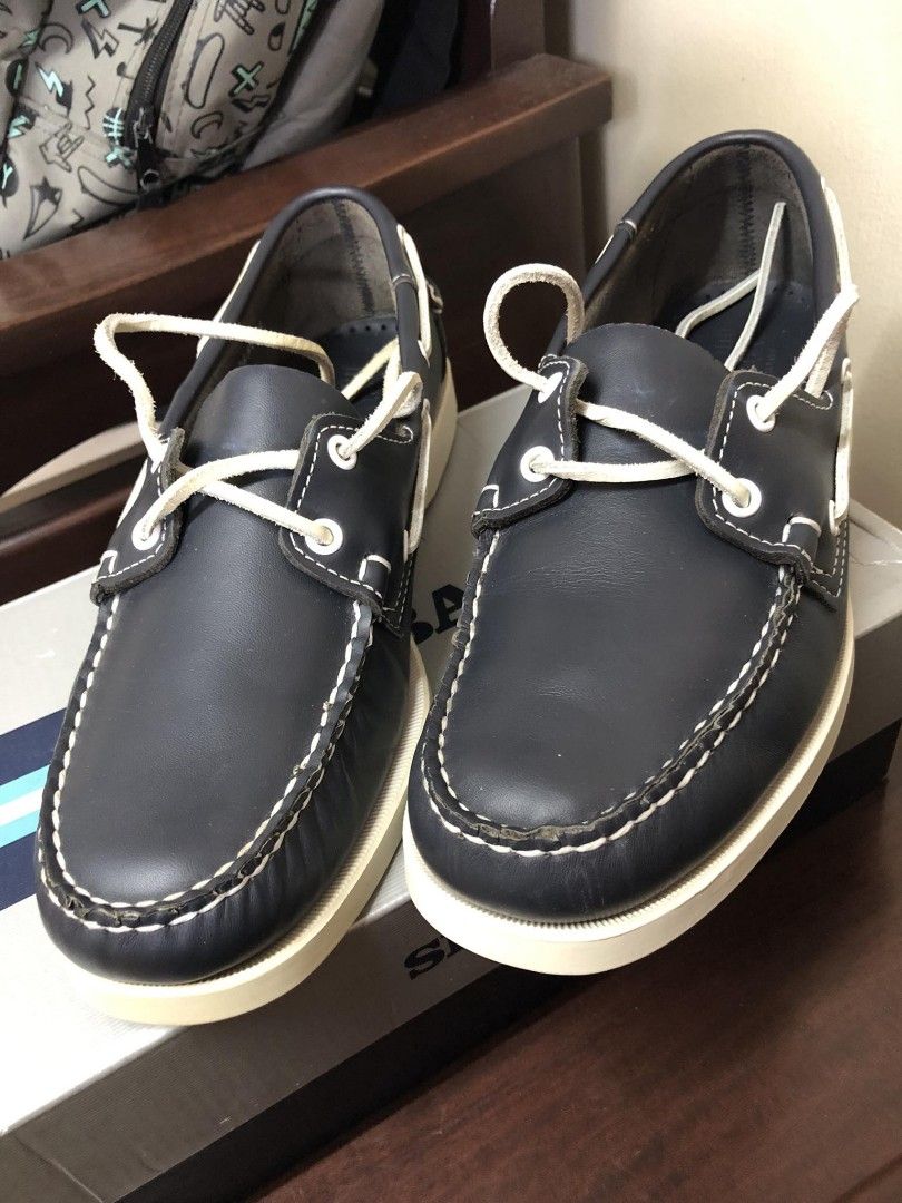 Sebago Navy Blue Leather Boat Shoes / Topsiders / Docksides, Men's ...