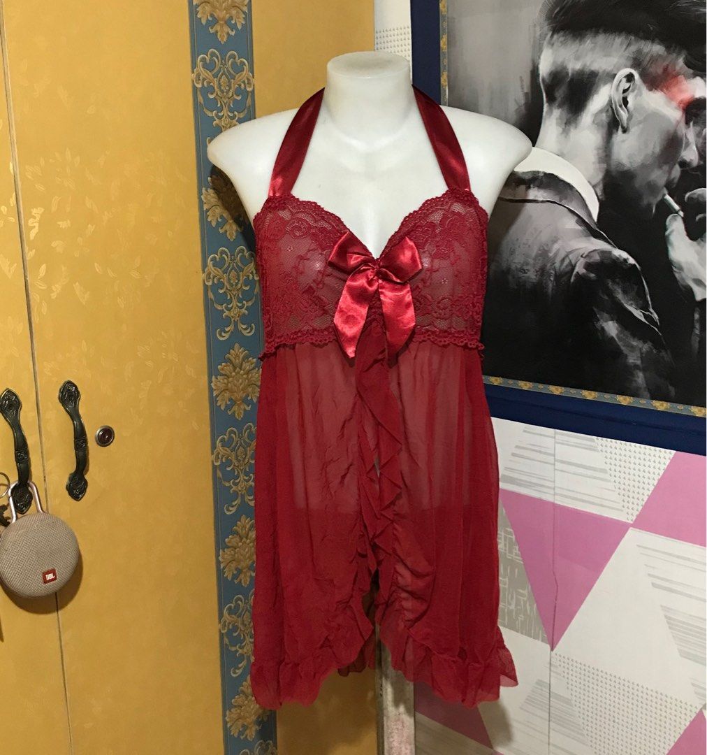 Sexy Halter lace and Sheer nightie, Women's Fashion, Undergarments ...