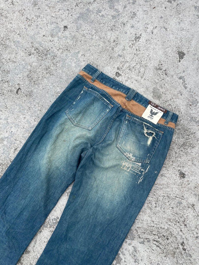 Tbj word script jeans, Fesyen Pria, Pakaian , Bawahan di Carousell