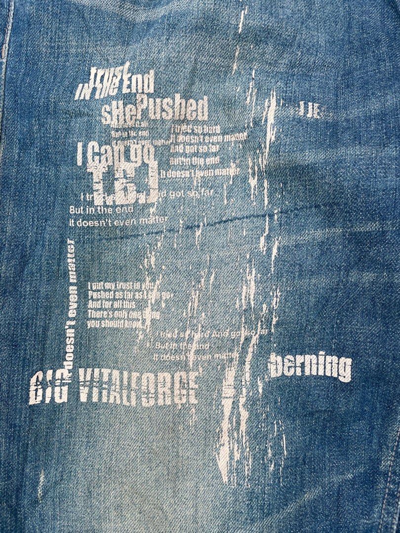 Tbj word script jeans, Fesyen Pria, Pakaian , Bawahan di Carousell