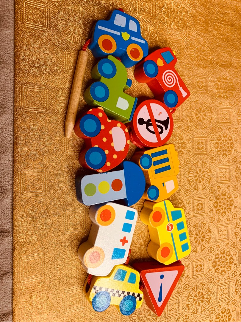 Transportation wooden lacing toy, Hobbies & Toys, Toys & Games on Carousell