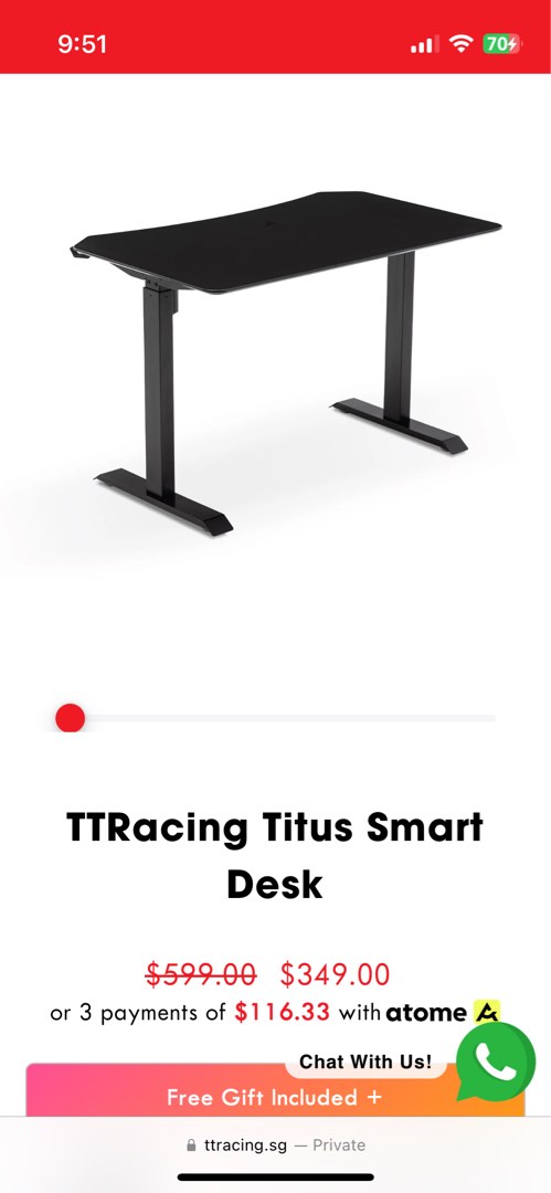 TTRacing Titus Smart Desk, Furniture & Home Living, Furniture, Tables ...