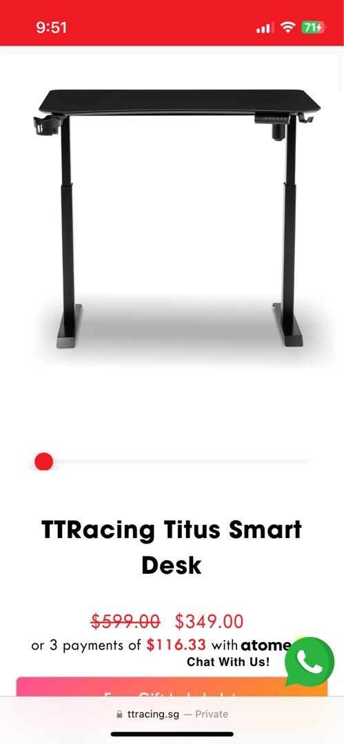 TTRacing Titus Smart Desk, Furniture & Home Living, Furniture, Tables ...