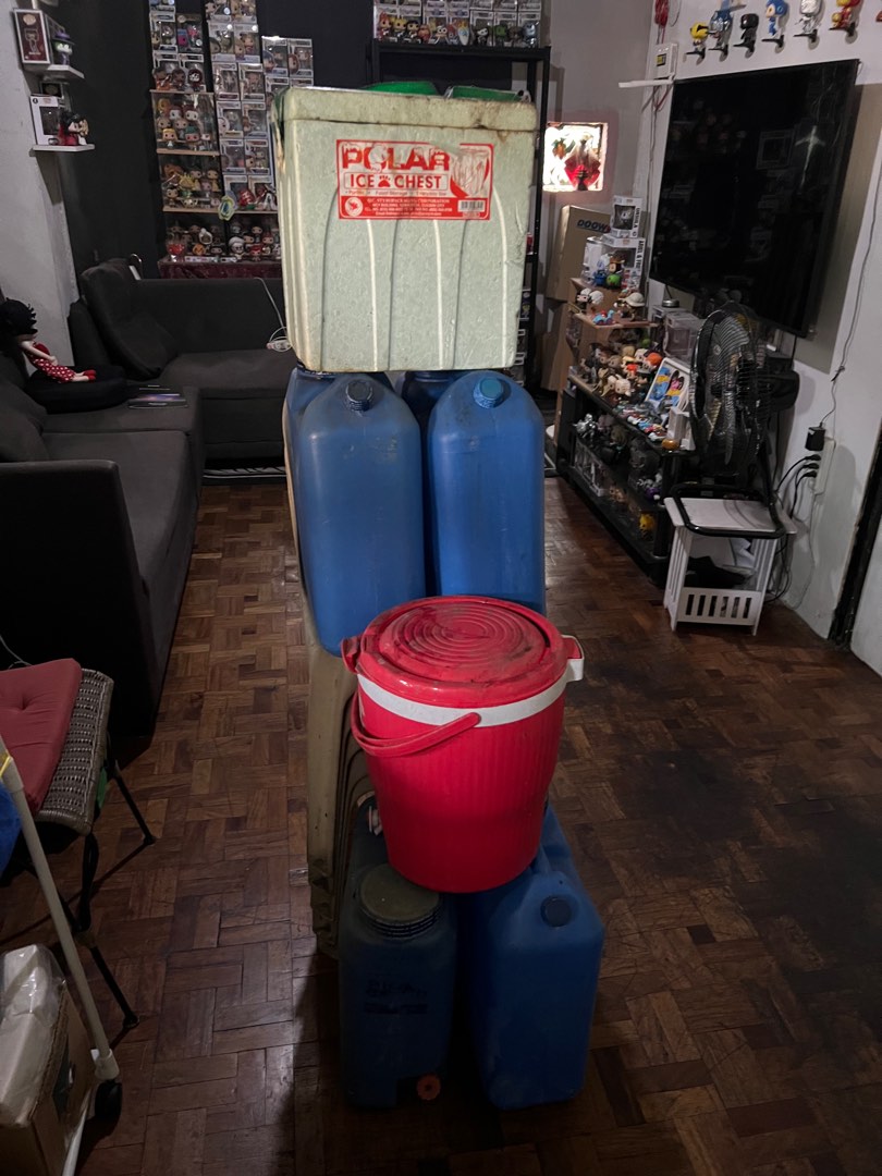 Uratex chair Gallon container ice chest and Orocan water cooler ...