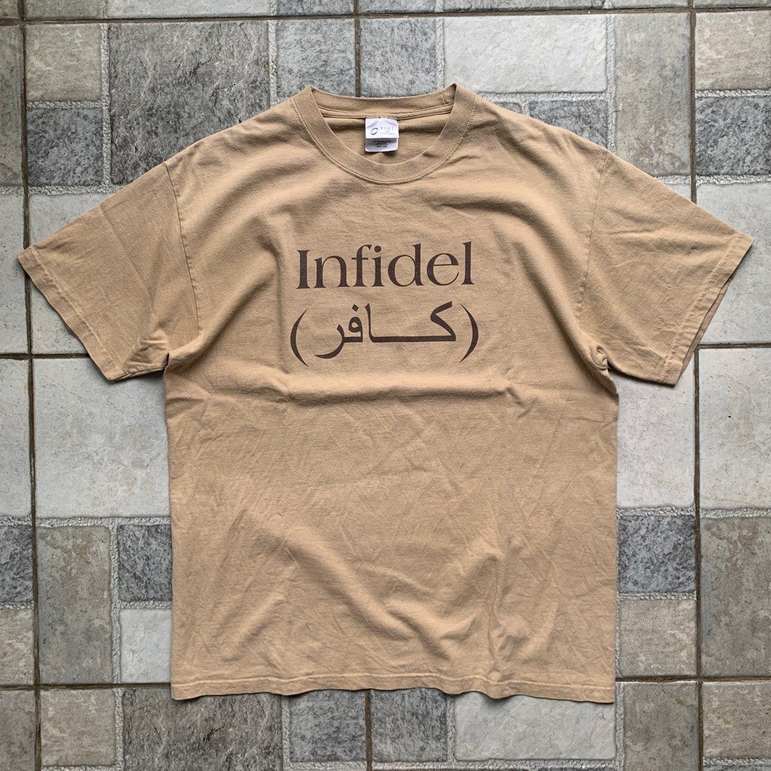 Vintage Infidel Arabic Statement Script Tee Shirt, Men's Fashion, Tops ...