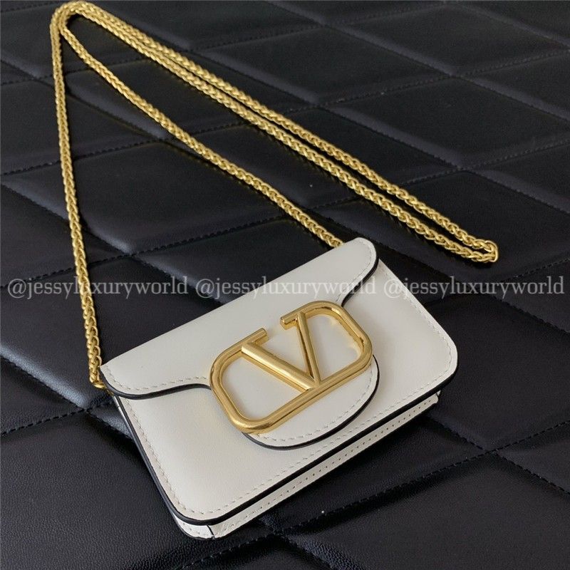 VLNT V Logo Leather Bag in White, Women's Fashion, Bags & Wallets ...