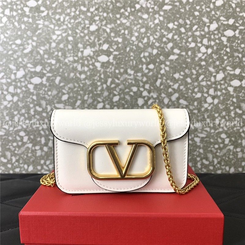 VLNT V Logo Leather Bag in White, Women's Fashion, Bags & Wallets ...