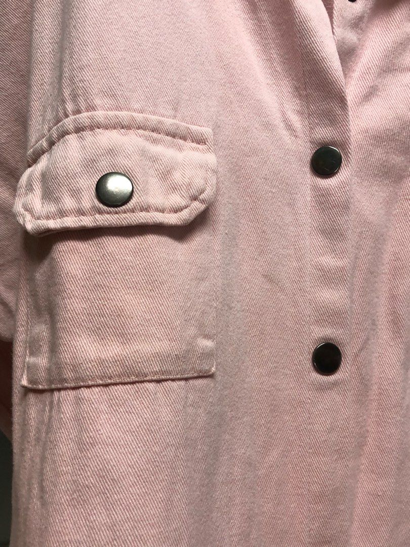 Wash out pink/pale pink oversize denim jacket, Women's Fashion, Coats ...