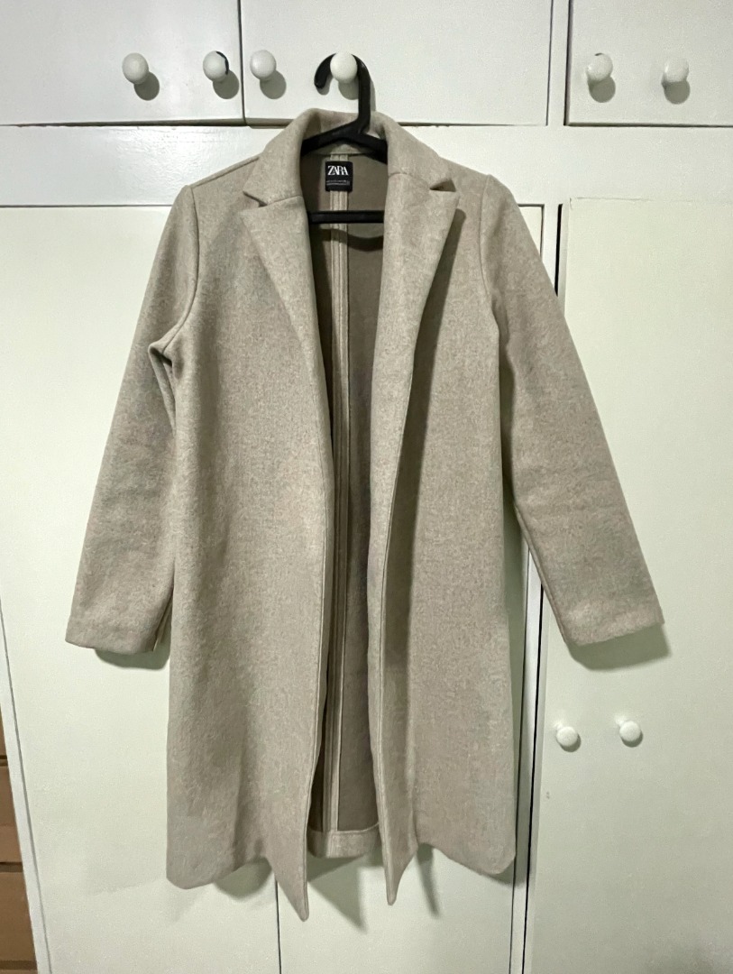 Zara Felt Texture Coat, Women's Fashion, Coats, Jackets and Outerwear ...