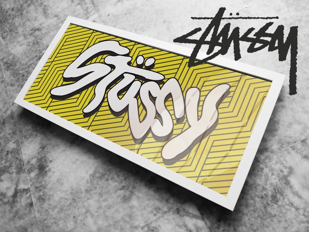 1 PCS STUSSY ART SIGN WHITE FRAME WITH ACRYLIC GLASS, Furniture & Home ...