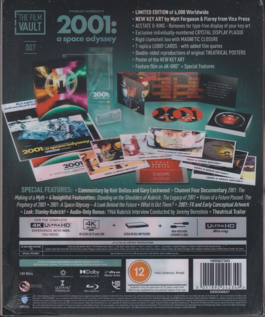 2001: A Space Odyssey 4K (The Film Vault) Blu ray / Bluray, Hobbies ...