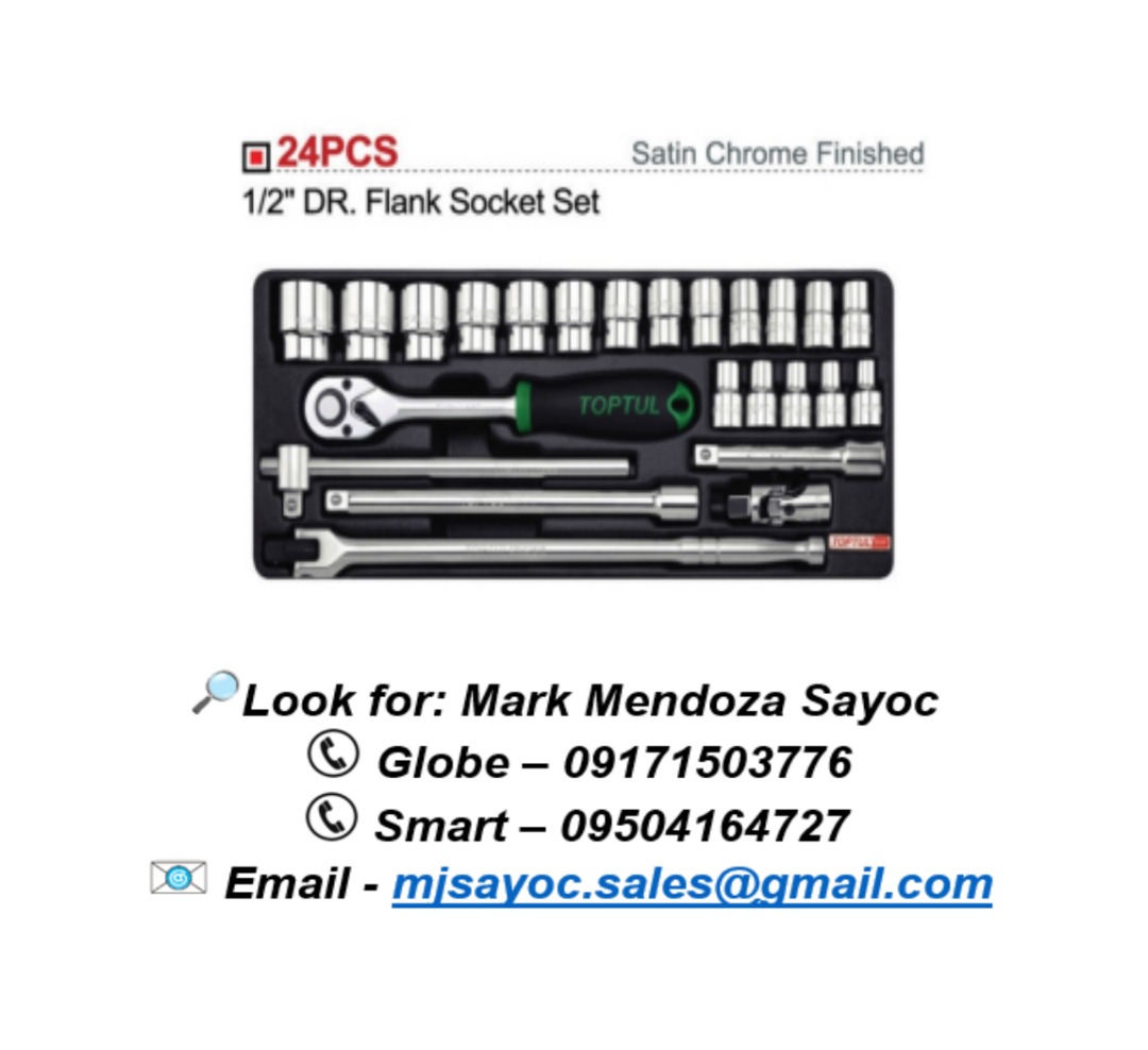 24PCS 1/2" DR. FLANK SOCKET SET, Commercial & Industrial, Construction ...
