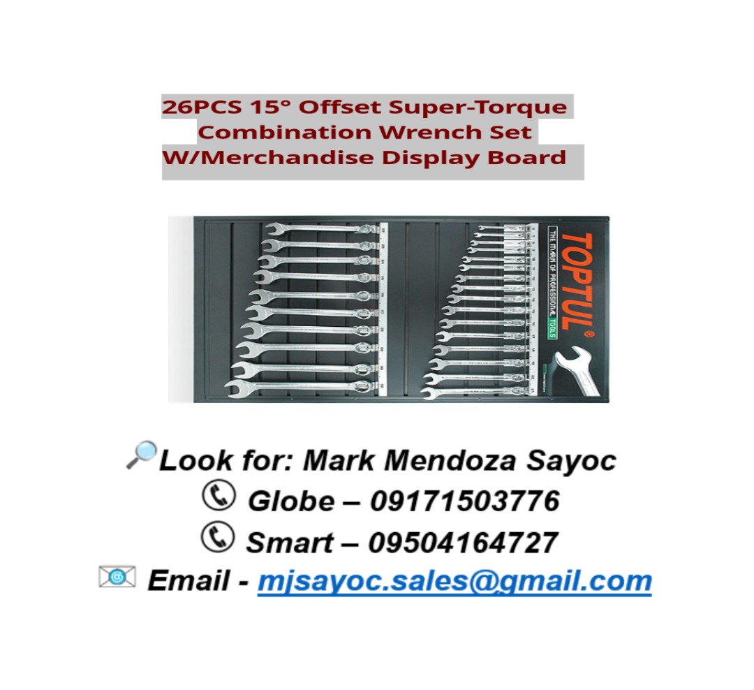 26PCS 15° Offset Super-Torque Combination Wrench Set W/Merchandise ...