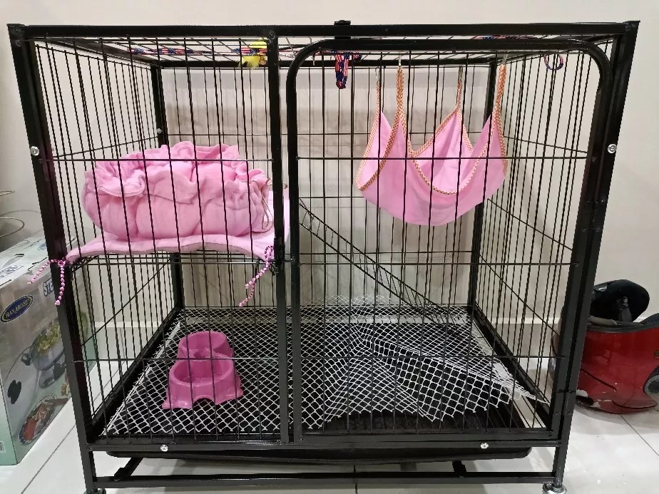 2 LEVEL PET CAGE (78 x 55 x 77CM) CAT CAGE SANGKAR KUCING SQUARE PIPE ...