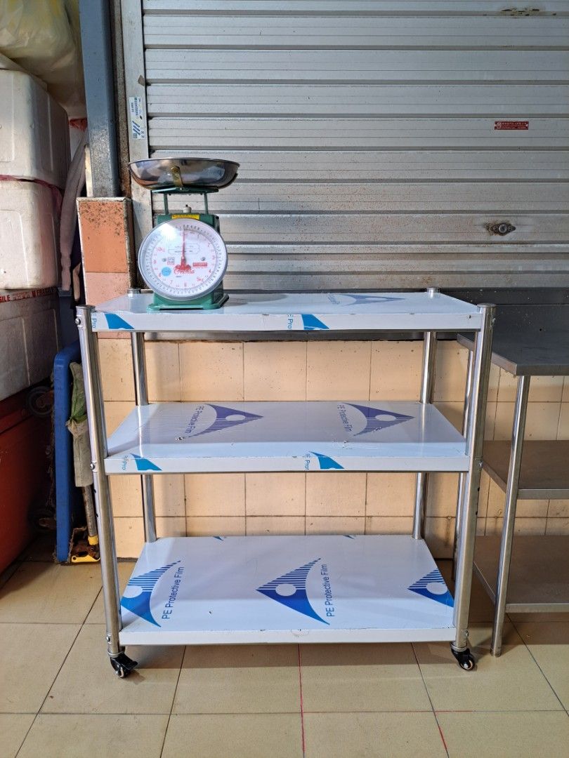 3 Tier Stainless Steel Rack will Wheels, Furniture & Home Living ...