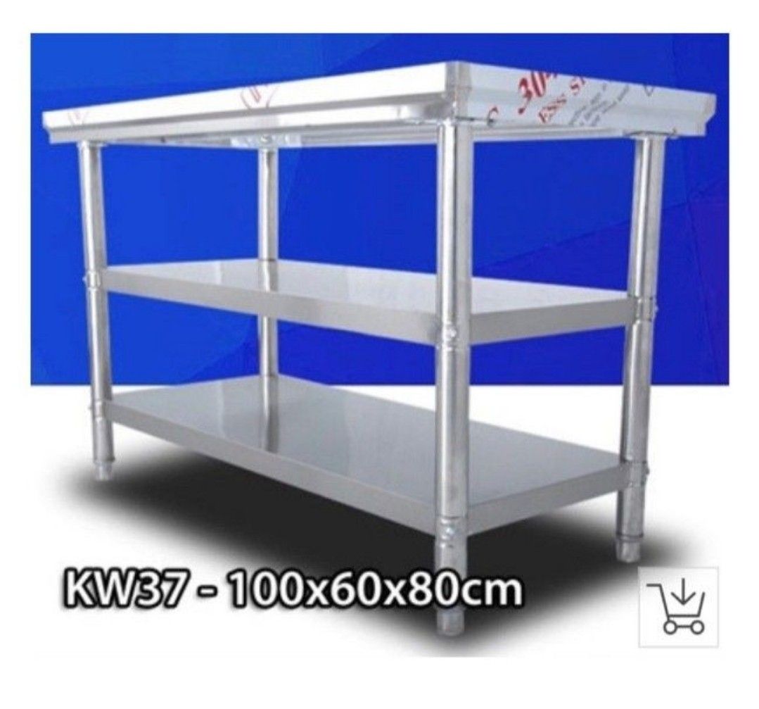 3 Tier Stainless Steel Rack will Wheels, Furniture & Home Living ...