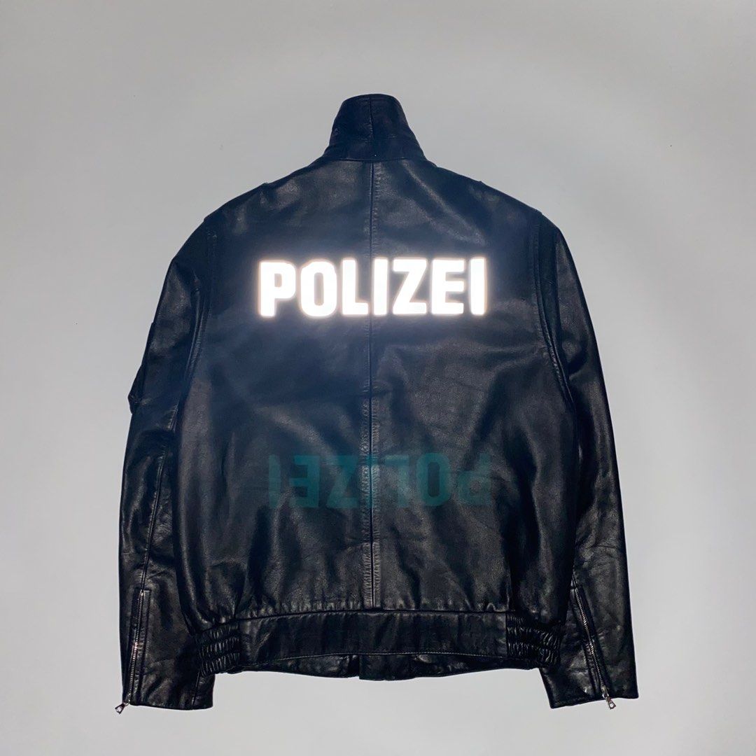 90’s Leather Jacket “Polizei”, Men's Fashion, Coats, Jackets and ...