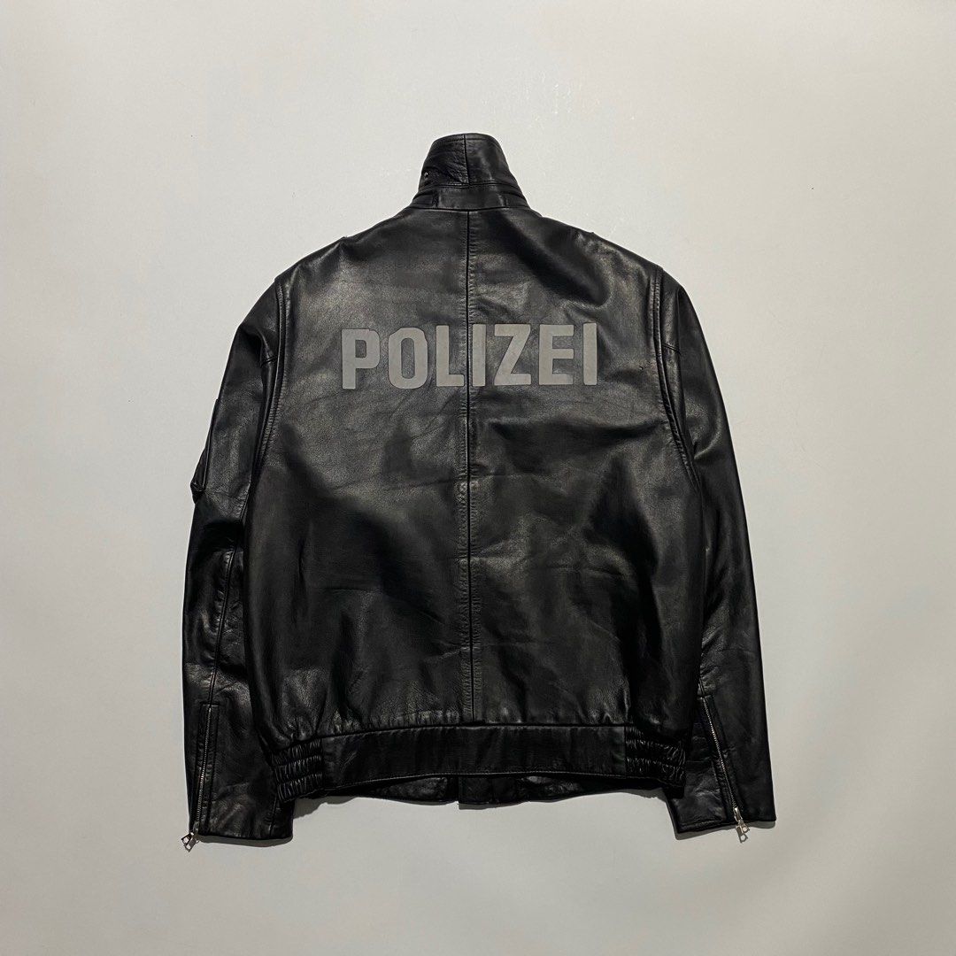 90’s Leather Jacket “Polizei”, Men's Fashion, Coats, Jackets and ...