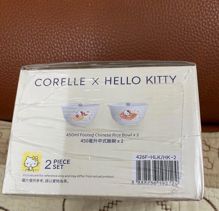 現貨 康寧 Corelle x Hello Kitty 450毫升中式飯碗2件 （章魚燒、天婦羅）, 傢俬＆家居, 廚具和餐具, 餐具和餐具 ...