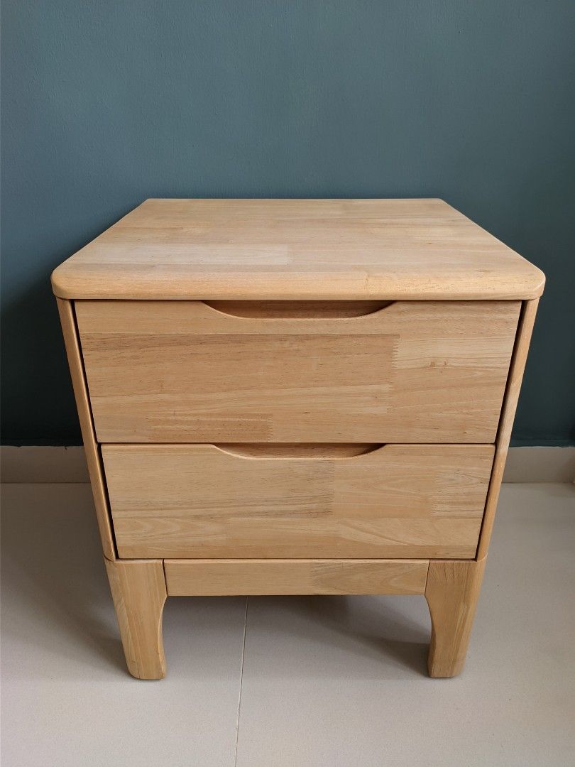 Bedside drawers table side table solid wood, Furniture & Home Living ...