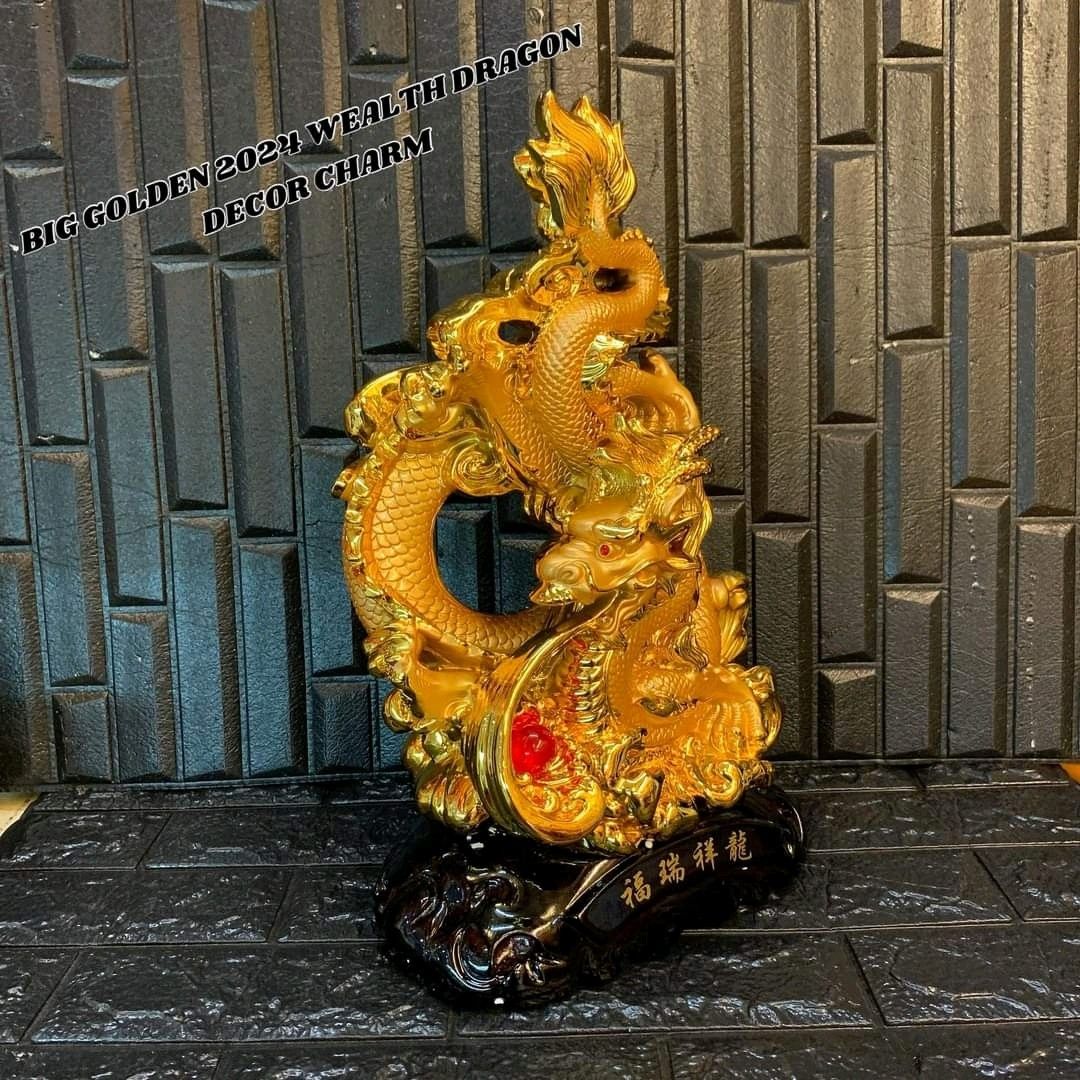 Big golden 2024 wealth dragon decor, Furniture & Home Living, Home ...