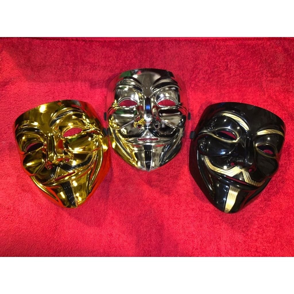 Black V for Vendetta Hacker Theme Cosplay Wearable Mask, Hobbies & Toys ...