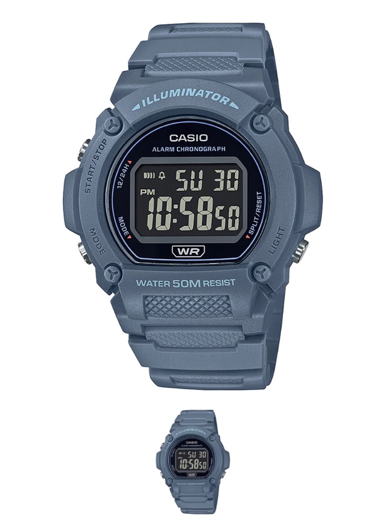 Casio Illuminator W-219HC-2B Digital Quartz W219HC-2B Denim Blue W219 ...