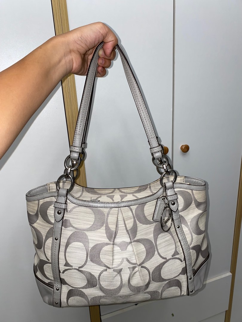 Coach Alexandra Canvas/Leather Shoulder Bag (Authentic), Luxury, Bags ...