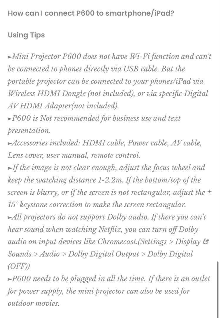 Crosstour P600 Mini Projector, TV & Home Appliances, TV & Entertainment ...