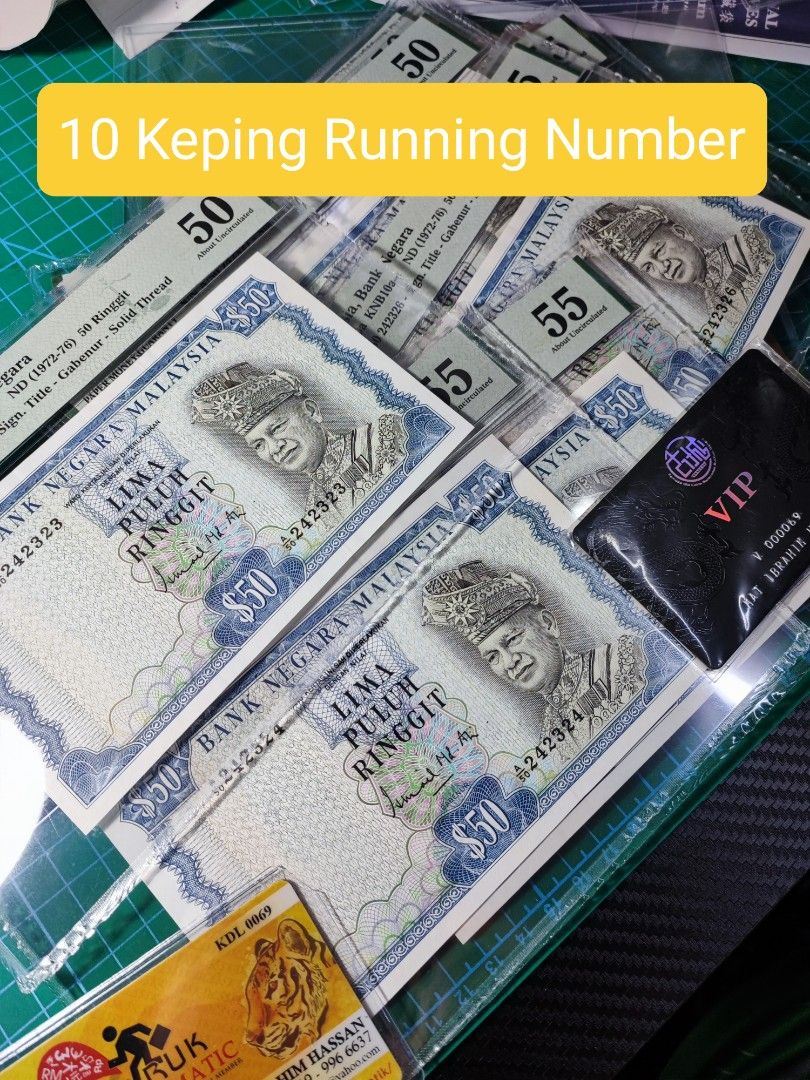 Duit Lama Rm50 Ismail Md Ali 10 Keping Running Number PMG50-55 Siri Ke2 ...