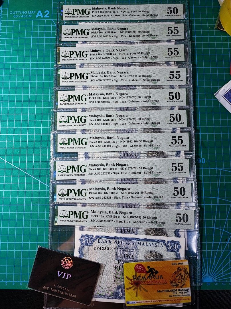 Duit Lama Rm50 Ismail Md Ali 10 Keping Running Number PMG50-55 Siri Ke2 ...