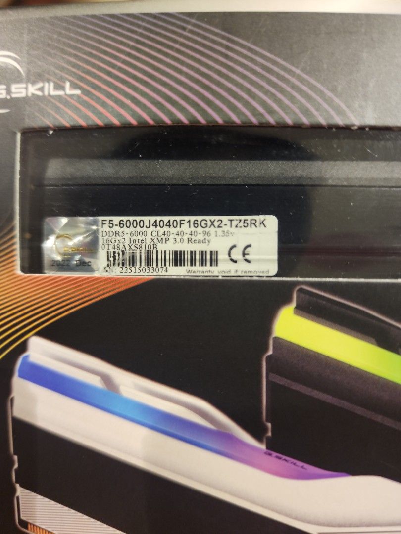 Gskill Trident Z RGB 32gb DDR5 Ram XMP 6000mhz Intel XMP certified ...