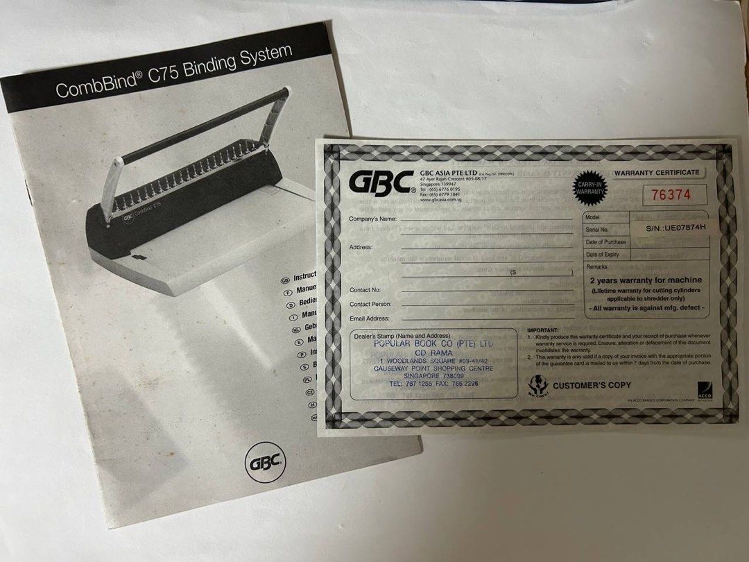 GBC Combbind C75 Comb Binding System (Charcoal Silver Colour), Hobbies ...